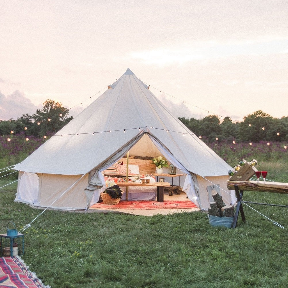 Dream House Outdoor Waterproof Cotton Canvas Family Camping Bell Tent ...